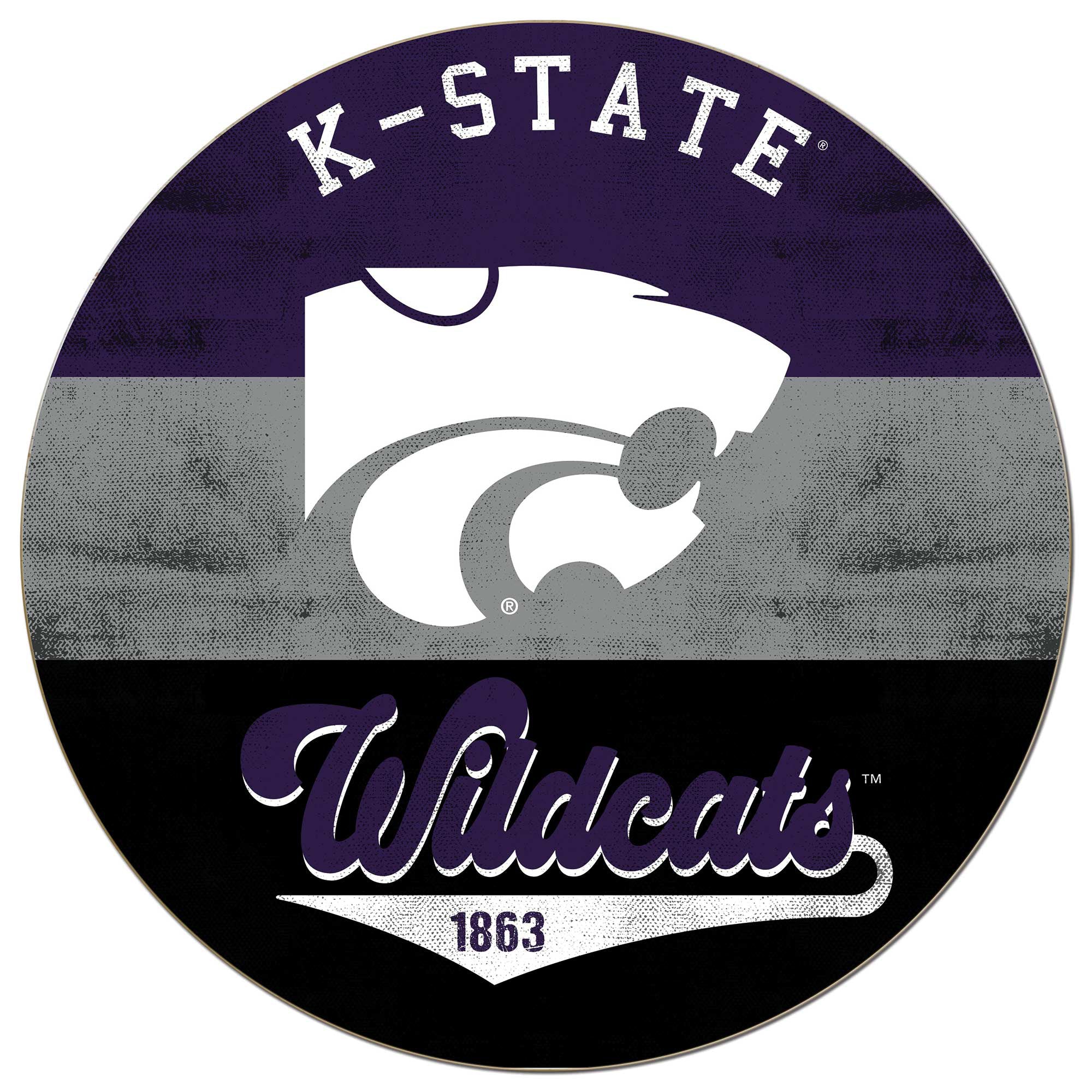 Kansas State Wildcats 20'' x 20'' Retro Logo Circle Sign – Fan Day Nation