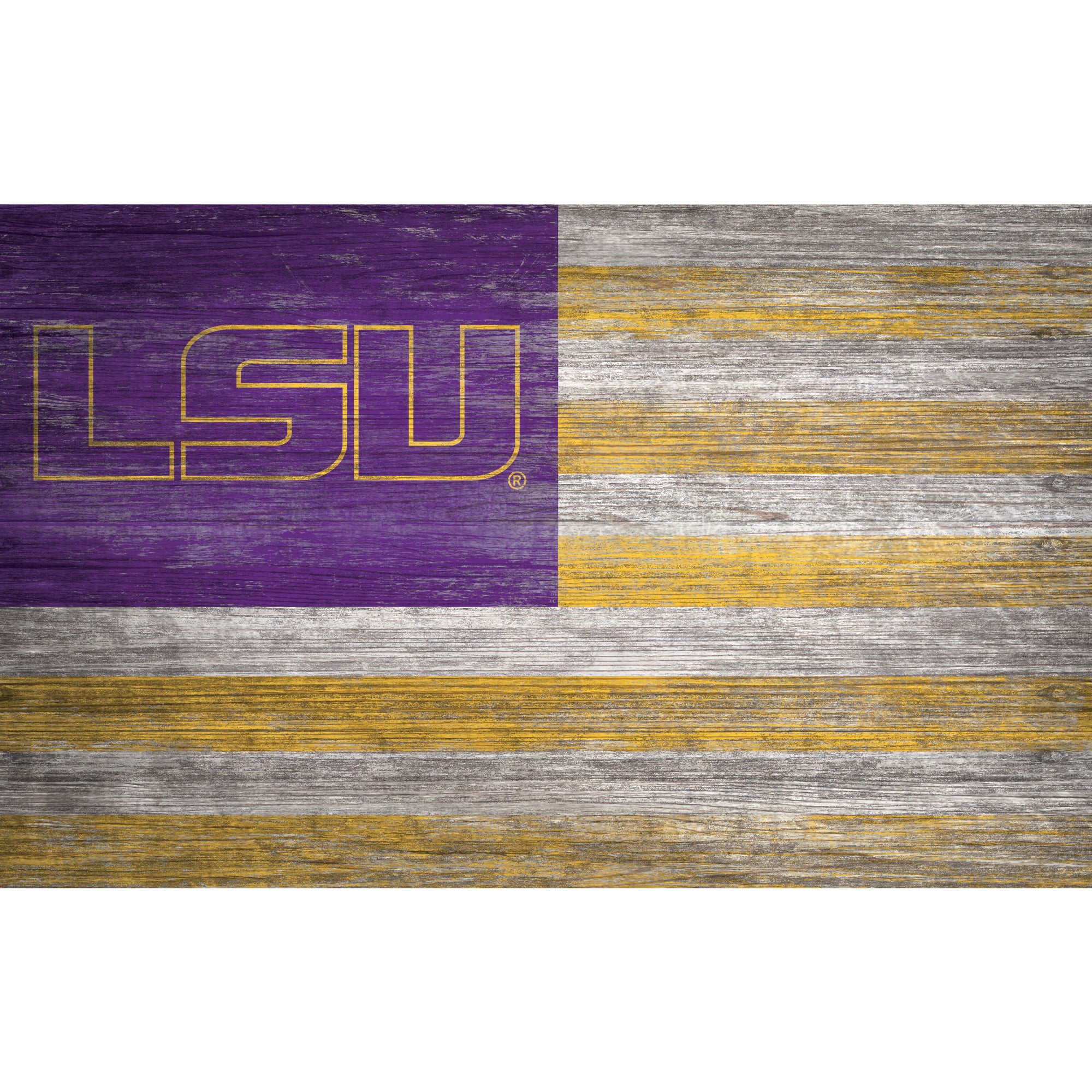 LSU Tigers 11'' x 19'' Distressed Flag Sign – Fan Day Nation