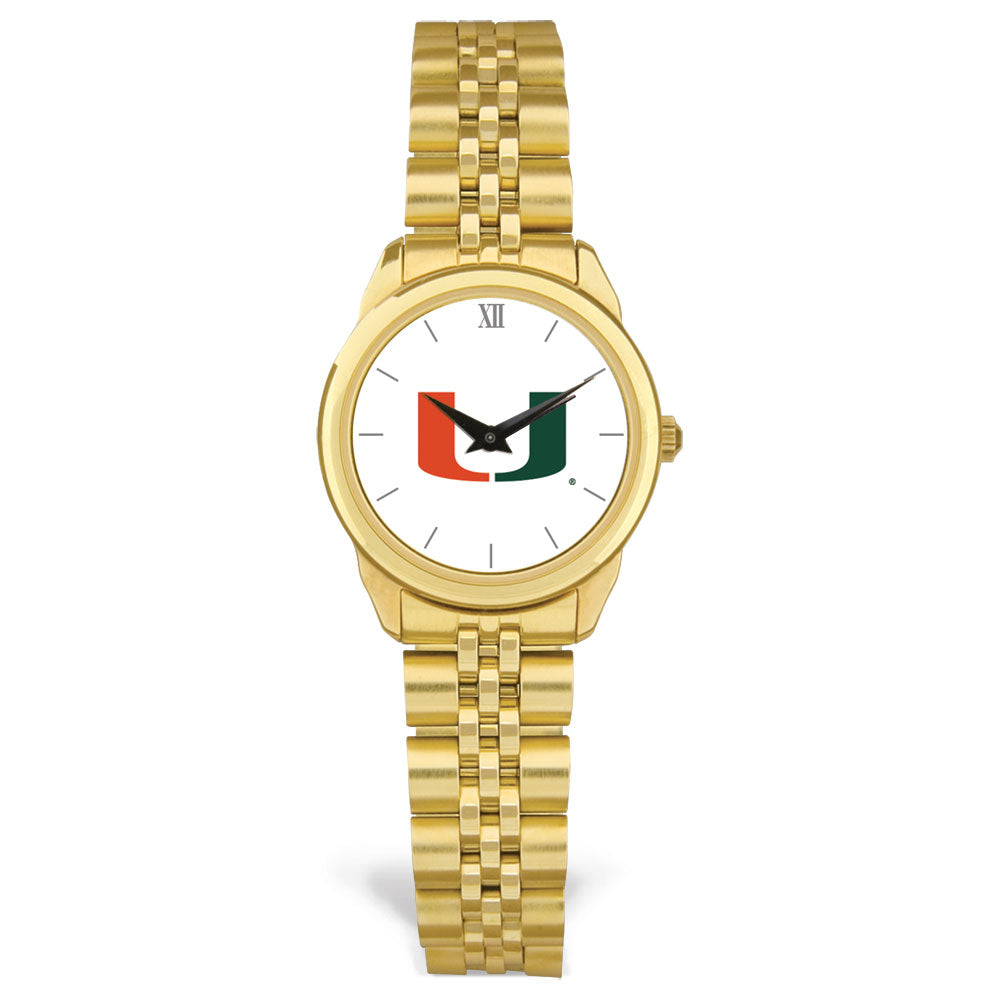 Women's Gold Miami Hurricanes Logo Medallion Rolled Link Bracelet Wris ...