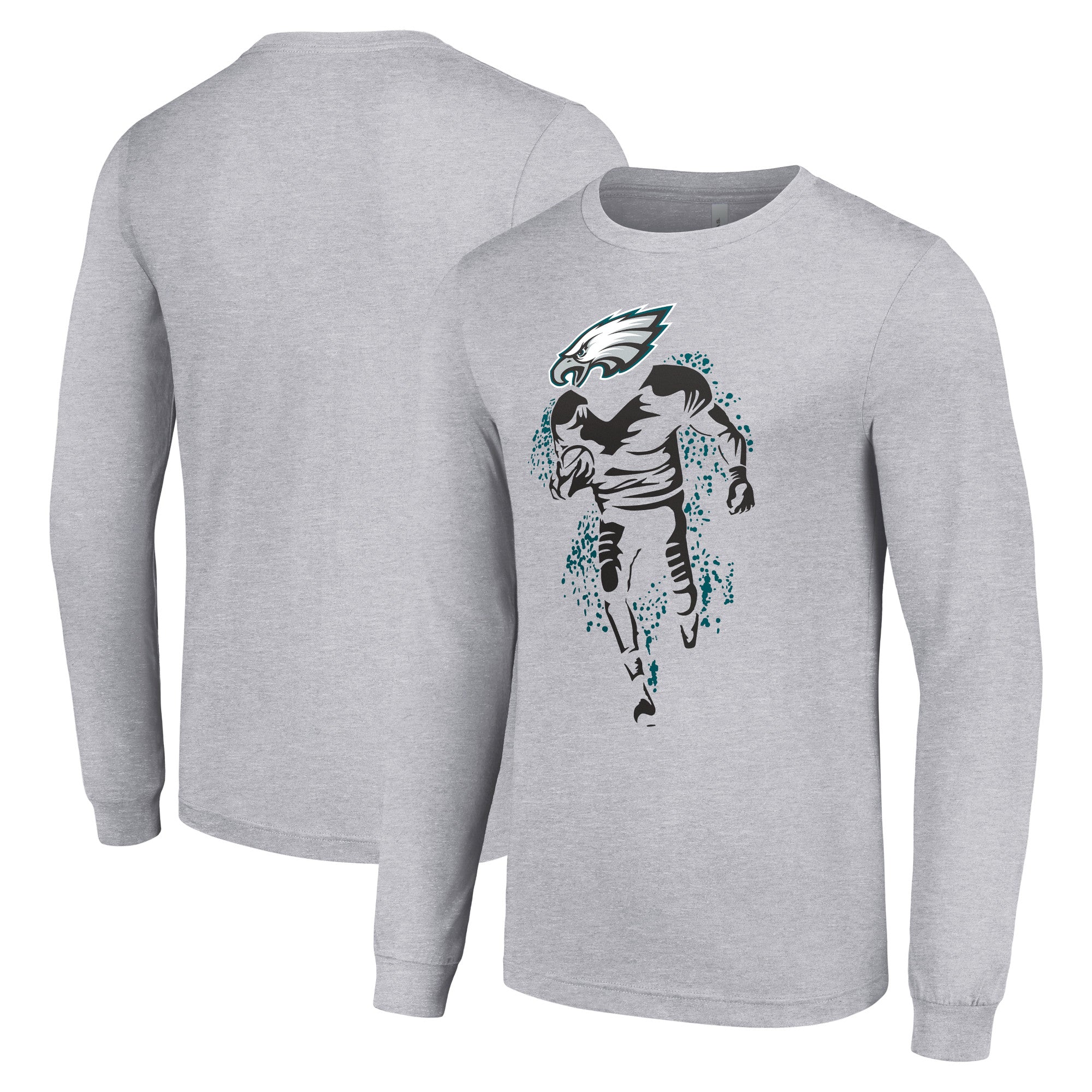 Men's Starter Heather Gray Philadelphia Eagles Logo Graphic Long Sleev ...